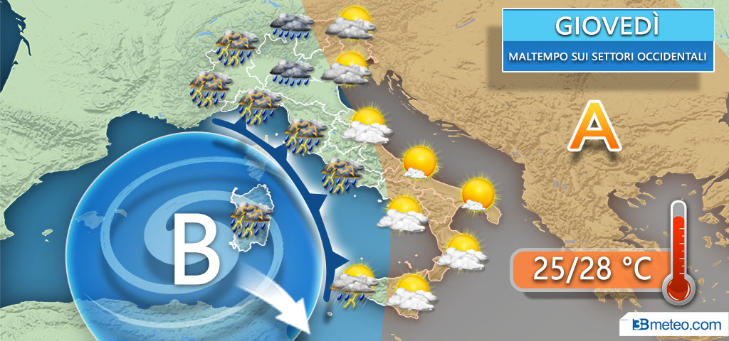 Meteo: VORTICE CICLONICO IMMINENTE, tornano piogge e temporali anche forti - imgpress